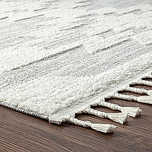 LUXE WEAVERS Ibiza Collection 8068 Grey 8x10 South Western Fringe Geometric Area Rug for Living Room, Bedroom, Dining Area