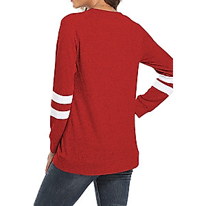 Makamaka Long Sleeve Shirts for Women Sweater Tunic Womens Long Sleeve Blouse Pullover Sweatshirts(Red M)