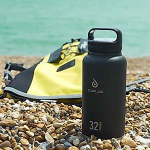 IDEUS Insulated Stainless Steel Water Bottle with 2 Leak-Proof Lids, Thermal Water Flask for Hiking Biking, 40oz, Yellow