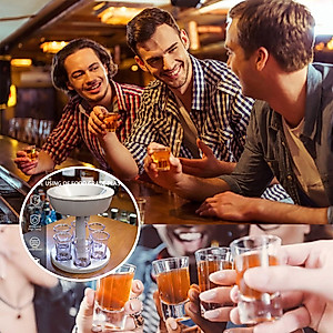 ADOTBLOB 6 Shot Pourer Glass Dispenser and Holder, Shot Dispenser with Six 2 Oz Cups Glasses, Multiple Buffalito 6 Drink Shot Dispenser for Party,Multi Pouring Shot Dispenser Glasses,Grey