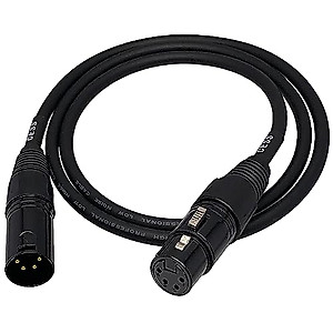 CESS-193-3fx1 Balanced 4-Pin XLR Male to 4-Pin XLR Female Extension Cable, Headphone Audio Extension Cable (3 Feet, 1-Pack)