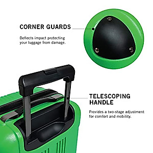 Kenneth Cole Out of Bounds Lightweight Durable Hardshell 4-Wheel Spinner Cabin Size Travel Suitcase, Kelly Green, 20-Inch Carry On