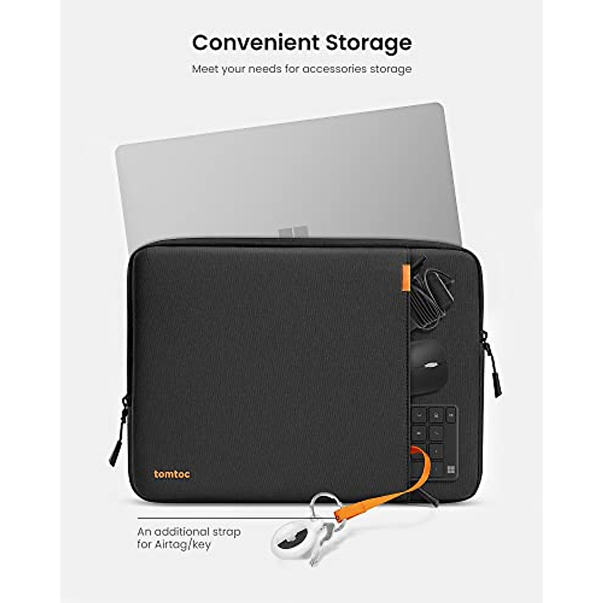 tomtoc 360° Protective Laptop Sleeve for 15 inch Surface Book 3/2, 16-inch MacBook Pro, 15 ASUS Zenbook VivoBook, Lenovo IdeaPad 500 Series, ThinkPad X1 Extreme Gen 3 15, Water-Resistant Accessory Bag