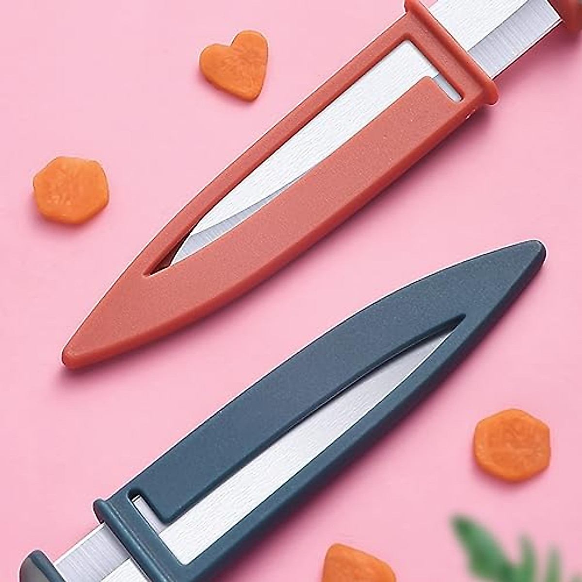 WISELADY Fruit Knives with Stainless Steel Blade, Paring Knife, Small Kitchen Knife with Sharp Blade, Paring Knife for Cutting and Preparing Fruit and Vegetables (Green)