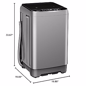 Kazigak Portable Washing Machine, 13.3lbs Automatic Laundry Machine with 10 Programs, LED Display, High-efficiency Compact Washer for Apartment, Home, Dorms, Rv, Grey