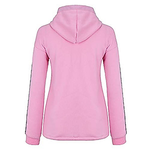 Long Sleeve Sweatshirt for Women THENLIAN Women Plus Size Long Sleeve Solid Sweatshirt Hooded Pullover Tops Shirt(Pink, XXXL)