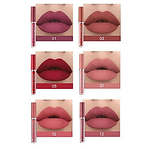 BestLand 6Pcs Matte Liquid Lipstick Makeup Set, Matte liquid Long-Lasting Wear Non-Stick Cup Not Fade Waterproof Lip Gloss (Set C)