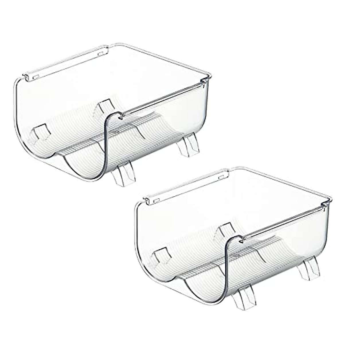 Clear Plastic Free-Standing Stackable 4 Bottle Storage Holder Rack - Water, Wine, and Drink Organizer Shelf for Kitchen Countertop, Cabinet, Pantry, Fridge