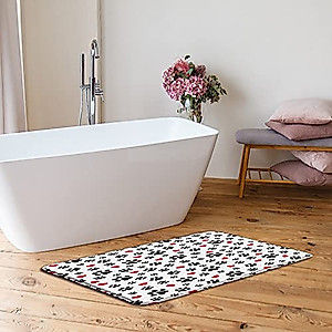 XHCEOH Dog paw Print Bath Mat Black White Red Cat Kitten Footprint Pet Lover Cute Animal Claw Cartoon Modern Memory Foam Plush Bathroom Rugs for Bathtubs, 29.5" x 17.7"