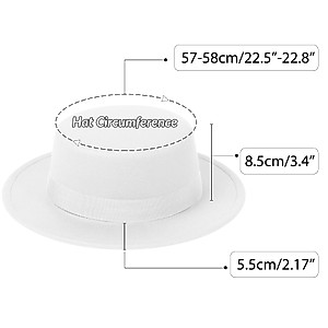 Classic Fedora Hat Two Tone Flat Top Hat with Band Wide Brim Pork Pie Hat Adjustable Patchwork Colors Panama Hat