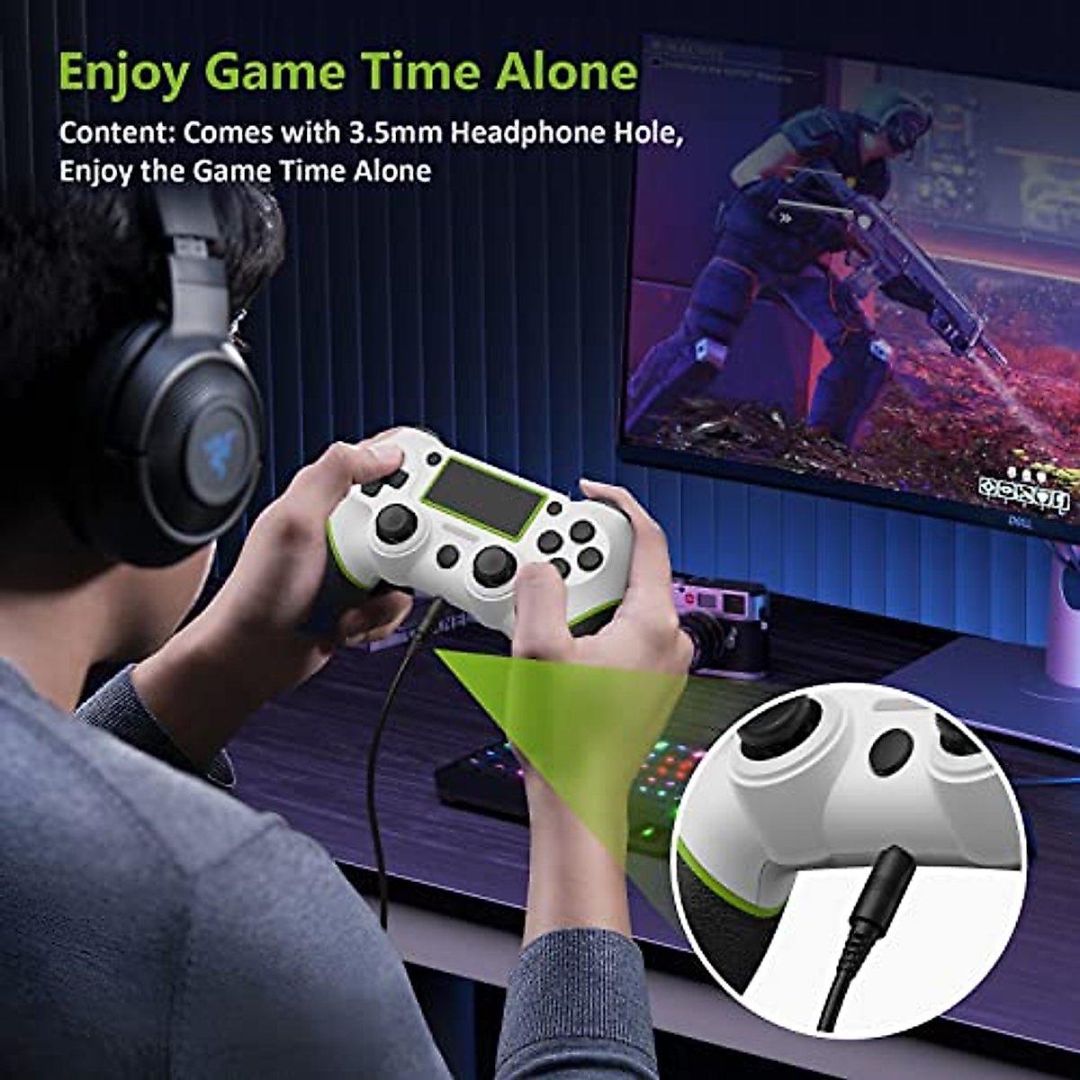 MAOMIEMIE Play-station 4 Controller Wireless Compatible with PS-4/Pro/Slim/PC/laptop, Gaming Controller with 6-Axis Motion Sensor/Dual Motor Vibration/Chargable/Turbo Continuous Shooting Adjustable