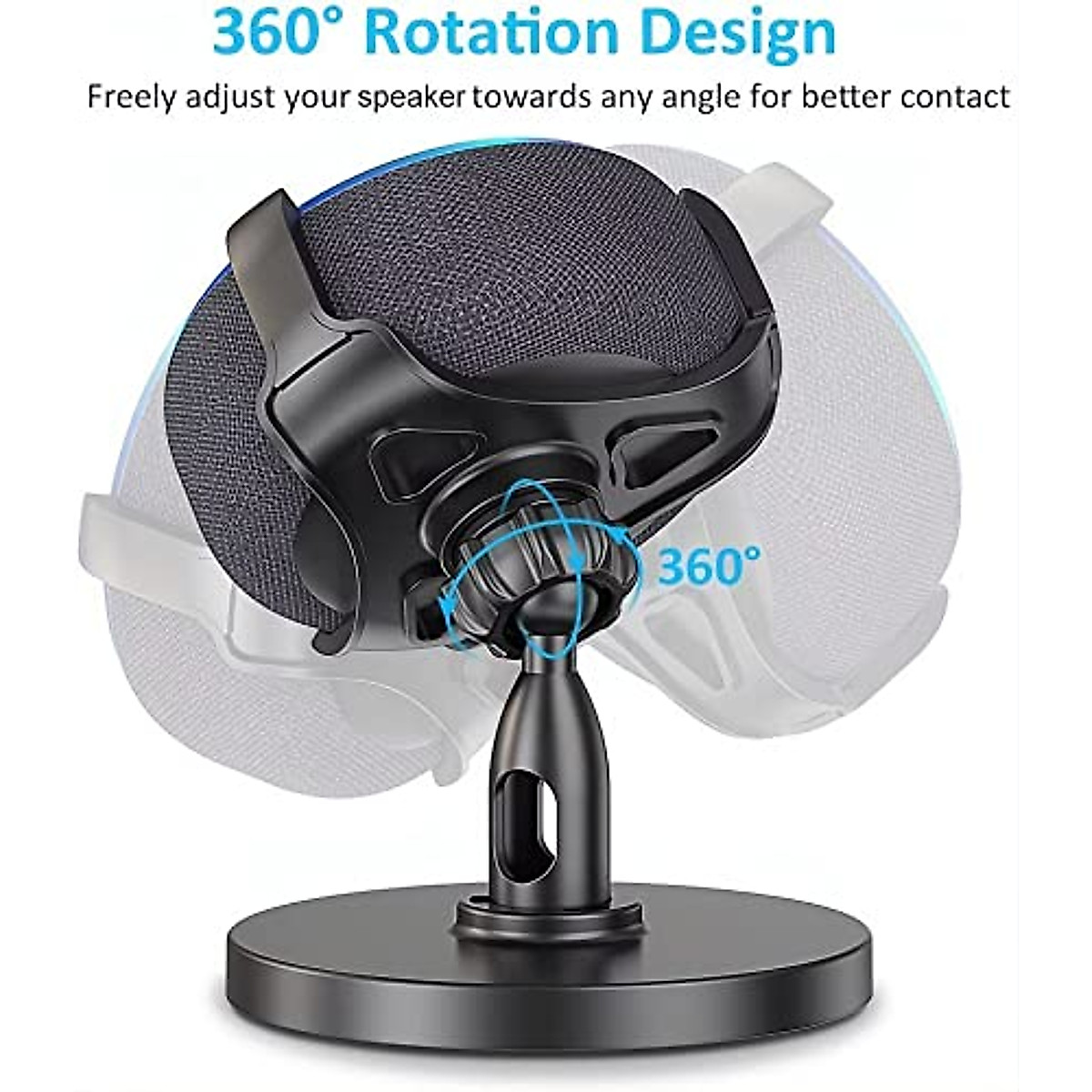 Stand for Echo Dot 3rd Generation, 360° Adjustable Table Holder, Space-Saving Dot Accessories with Cable Management, Non Muffled Sound Original Outlet Bracket Mount for Smart Home Speaker