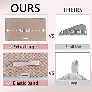 Chloven 2 Pack Extra Large Microfiber Hair Towel Wrap for Women,43 inch X 24 inch Anti Frizz Hair Drying Towel with Elastic Strap,Hair Wrap Towels Absorbent Quick Dry Hair Turbans for Drying Long Hair