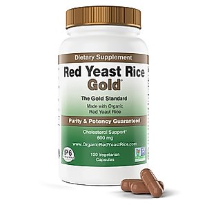 Red Yeast Rice Gold, Made with 600 mg Organic Red Yeast Rice - IP6 International - 120 Vegetarian Capsules