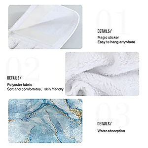 2 Pack Hand Towel Blue Gold Marble Abstract Modern Kitchen Hanging Towels for Hand, Face, Hair, Gym, Yoga, Dishcloth, Kitchen and Bath