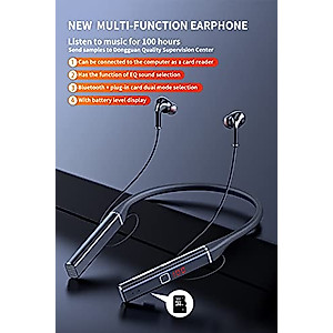 Bluetooth Neckband Headphone V5.1 Magnetic Earbuds with 100H Battery Life,Foldable Wireless Sport Earphones with Mic for Gym Running Driving,Noise-canceling Headset with TF Card Slot