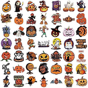 100PCS Non-Repeating Halloween Pumpkin Theme Stickers, Vinyl Waterproof Holiday Party Stickers, Holiday Gifts for Kids and Youth Adult Teens, for Water Bottle, Laptop, Skateboard, Luggage, Arts and Crafts, Party Favors