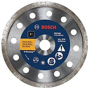 Bosch VG742 7-Inch x 7/8-Inch Turbo Rim V-Groove Diamond Blade for General Purpose