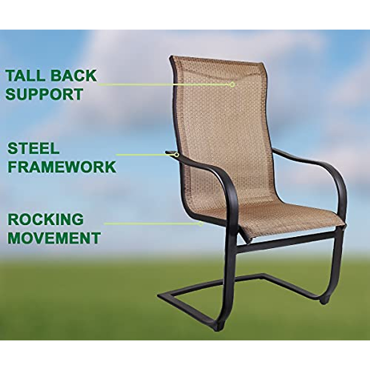 Patio Master Corp Outdoor Patio Bellevue Spring Chair 2 Count