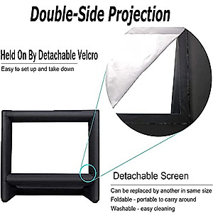 QILEBA 24 Feet Inflatable Outdoor Indoor Projector Movie Screen, Portable Blow Up Cinema Projection Screen, with Air Blower, Tie-Downs and Storage Bag, for Backyard Pool Party Movie Nights