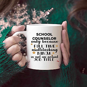 Funny Ninja School Counselor Mug Coffee Cup | Counselors Men Women Gift Mugs - Adviser Advisor Guidance Mentor secondary Counseling Teacher Birthday Gifts