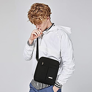 KL928 Men's Messenger Bag - Crossbody Shoulder Bags Travel Bag Man Purse Casual Sling Pack for Work Business (1401-2-Black)