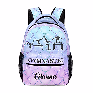 Gymnastic Mermaid Scale Personalized School Backpack Bags Kids Backpack for Teen Boys Girls Travel Backpack