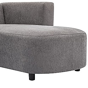 Polibi Chenille Upholstered Sofa Couch with 2 Pillows, Modern L-Shape 5-Seat Sofa for Living Room, Hotel, Office Reception, Grey