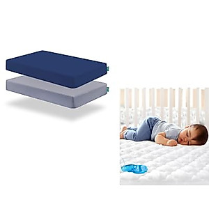 Crib Sheets for Boys 2 Pack & Crib Mattress Protector Waterproof