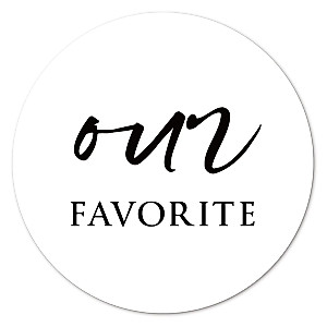 White Our Favorite Mini Stickers, 1 Inch Wedding Party Favor Sticker Labels, 120-Pack