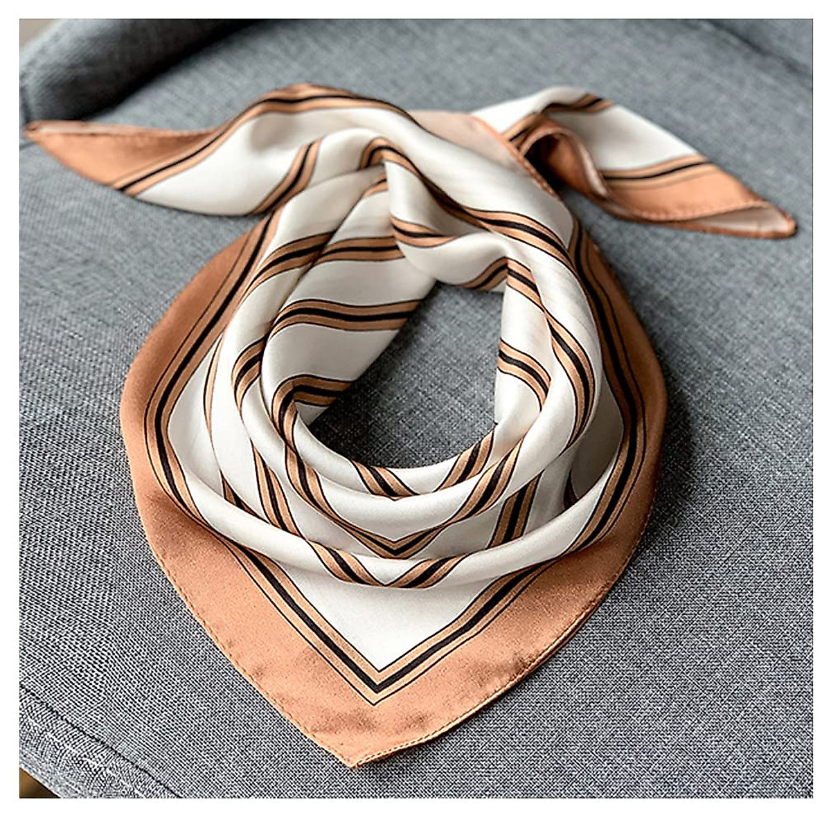 Aufeel Women's 100% Pure Mulberry Silk Small Square Scarf - Neckerchief Women - Silk Headscarf - 21" x 21"