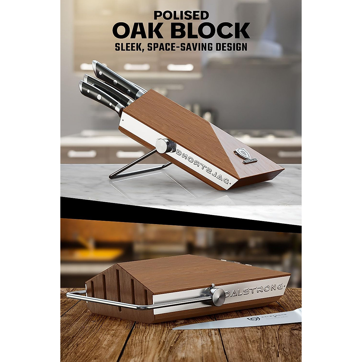 Dalstrong Knife Block Set - 5 Piece - Gladiator Series - with Modular, Multi-Level Block - German High Carbon Steel - Premium ABS Black Handles - NSF Certified