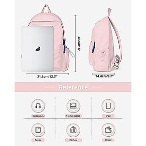 kibachev Pink Casual Daypack Backpack Simple Backpack College Backpack for Women Carry On Backpack