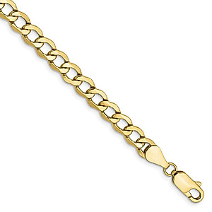 Sonia Jewels 10k Yellow Gold 5.25mm Curb Cuban Link Chain Bracelet - with Secure Lobster Lock Clasp 7"
