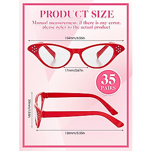 Kanayu 35 Pairs 1950s Glasses Bulk 50s Cat Glasses Costume Glasses for Sock Hop Party 1950s Party Decorations