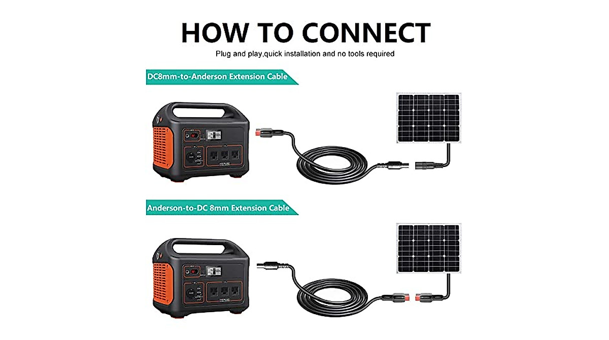 MJPOWER 10FT Anderson-to-8mm Solar Cable - Durable & Safe