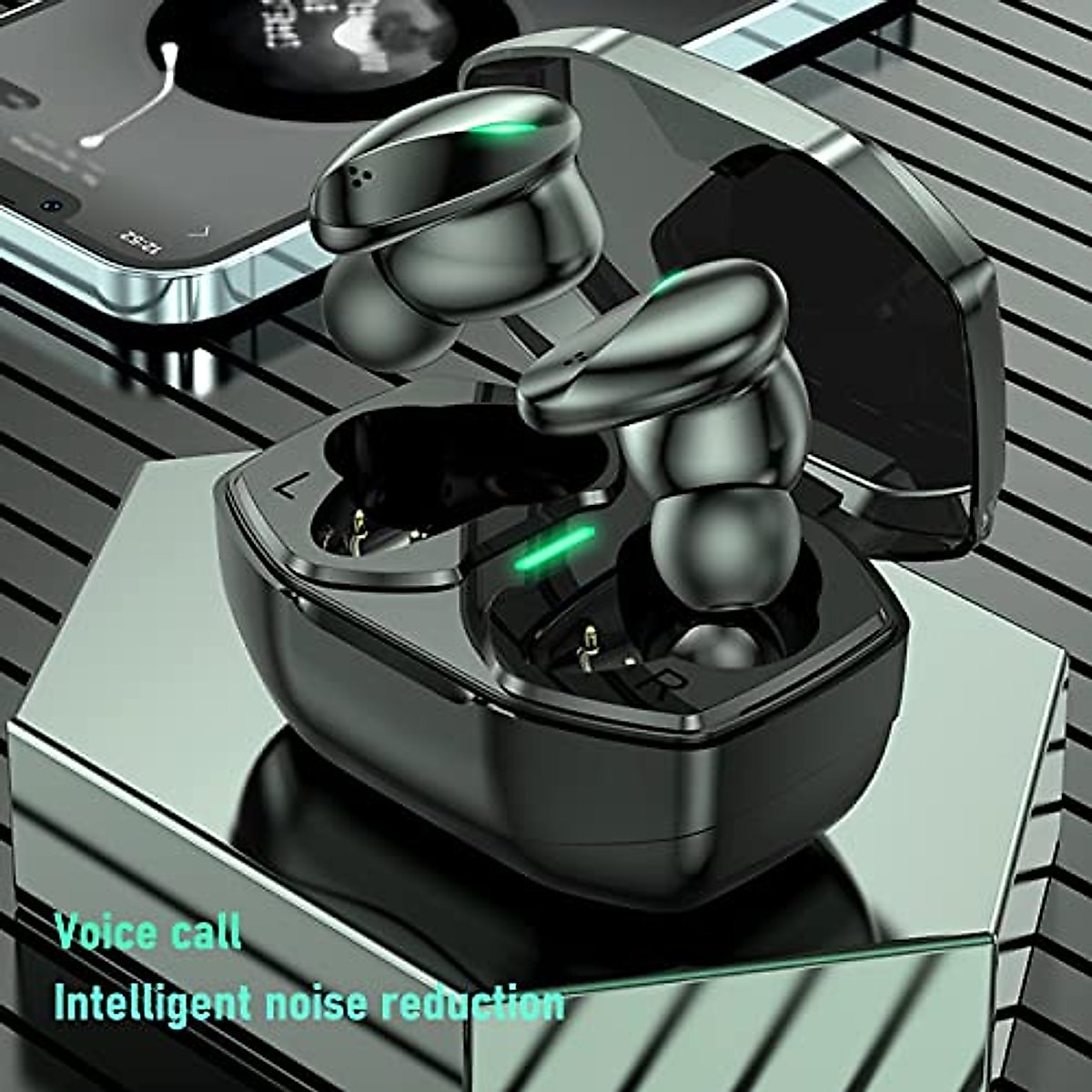 Wireless Noise Cancelling Earbuds, with RGB Light, Built-in Microphone, Super HiFi Sound Performance, Waterproof for Sport, Clear Calls, Work, Music
