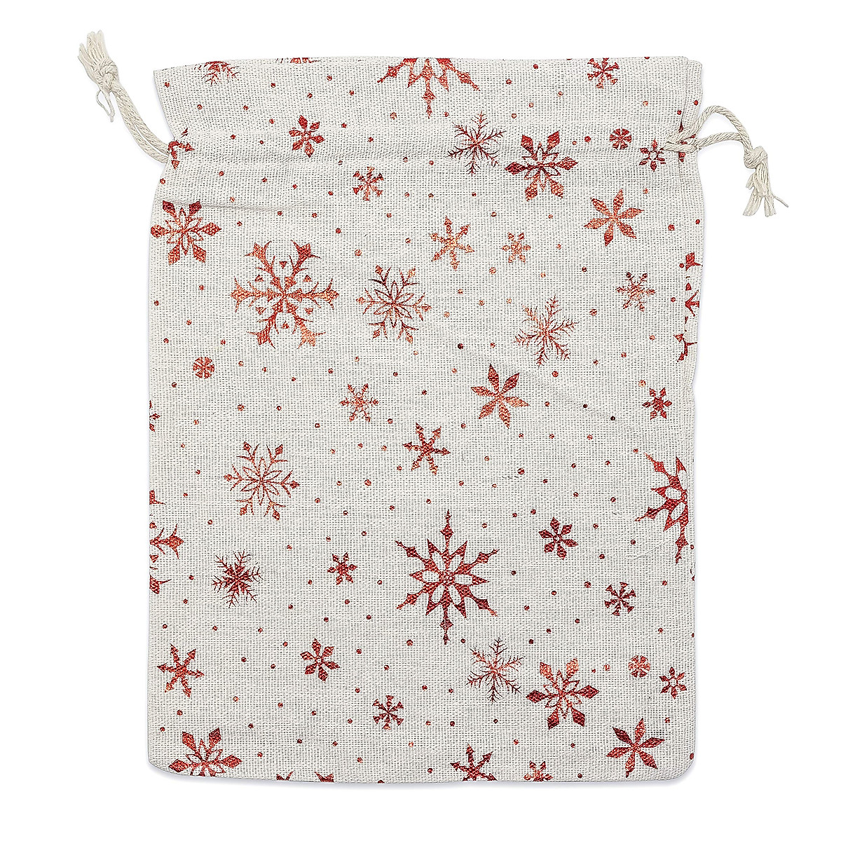 12-pack - 12x16 Reusable Cotton Canvas Muslin Gift Bags w. Drawstring for Presents, Party Favors, Samples (Red Snowflakes, X-Large) by TheDisplayGuys