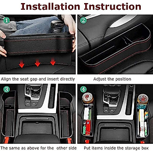 Car Seat Gap Filler, 2 Pack Multifunctional Car Seat Organizer with Cup Holder, Car Console Side Organizer for Cellphones, Wallets, Keys, Coin, Cards, Sunglasses, Passenger Side & Driver Side - Black