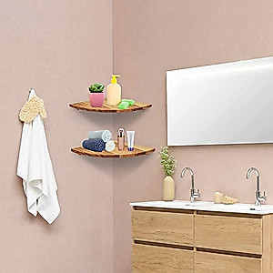 YuPinDiZu Corner Shelf,12inch Solid Wood Floating Shelf Wall Mount,2 Pack Round Edging Hanging Corner Shelves for Wall Floating Speaker Display Bookshelves Décor Accents for Bedroom Kitchen