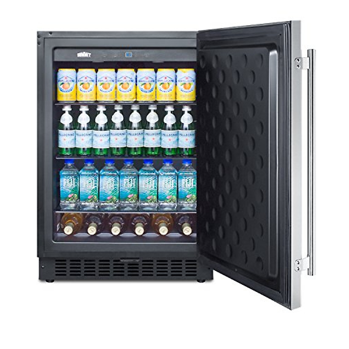 Summit SPR627OS Outdoor Built-In Undercounter All-Refrigerator with Glass Shelves and Lock, 24", Stainless Steel/Black