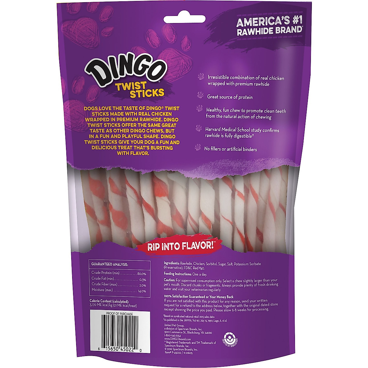 Dingo Twist Sticks Rawhide Chews, Made with Real Chicken, 50 Count and DreamBone Twist Sticks, Made with Real Chicken, Rawhide-Free Chews for Dogs, 50 Count