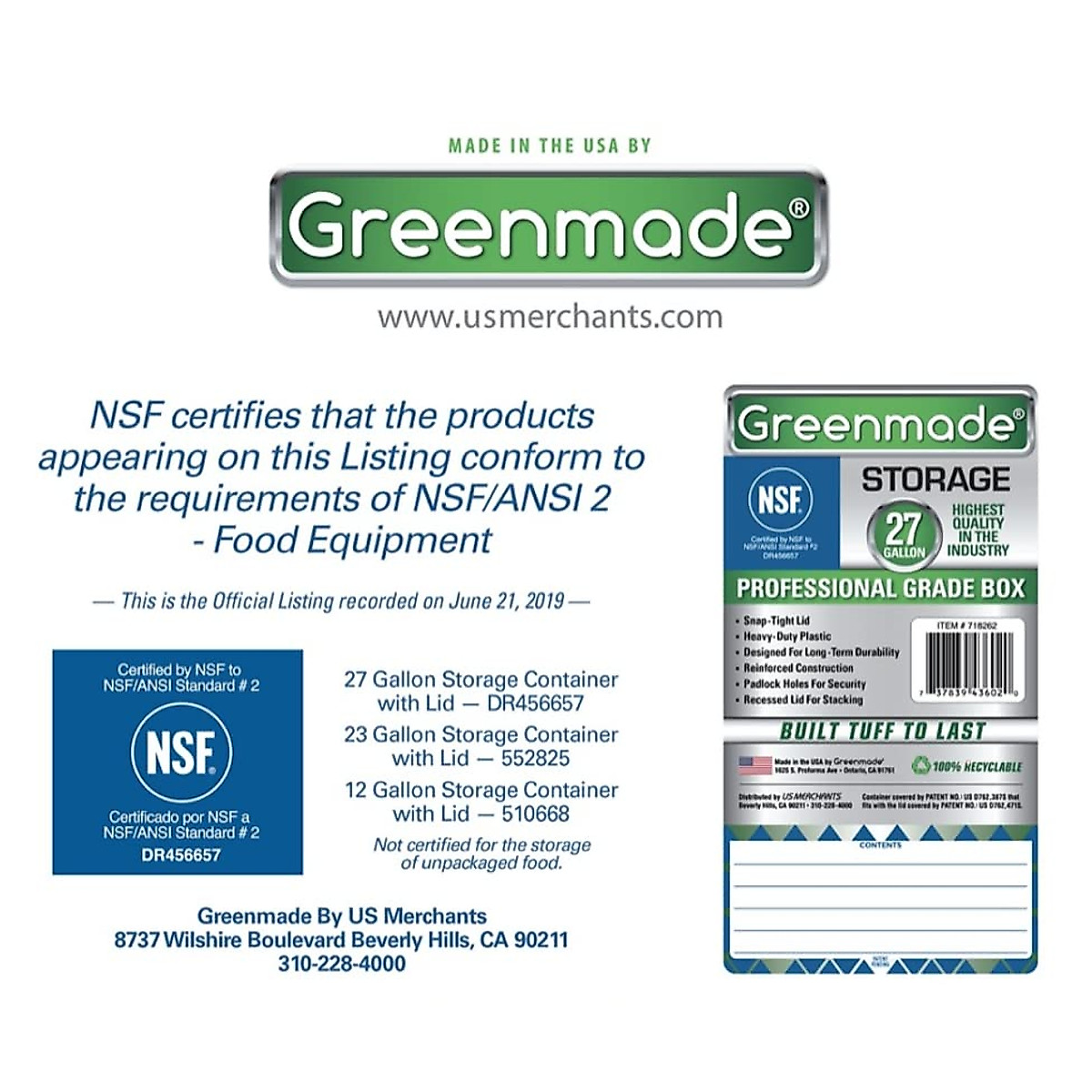 GREENMADE Extra Strong 27 Gallon Plastic Storage Bin, Multi Color, 4 Pack. Heavy Duty Built With Snap Fit Lid. Factory Direct (Navy & Green)