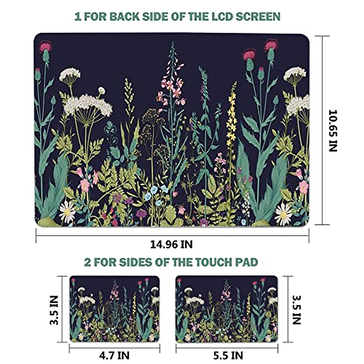 AIMSA Laptop Skin Sticker Decal, 12 13 13.3 14 15 15.4 15.6 inch Laptop Art Decal Protector Notebook Netbook PC 15.6" Universal Vinyl Cover, Flowers Plants