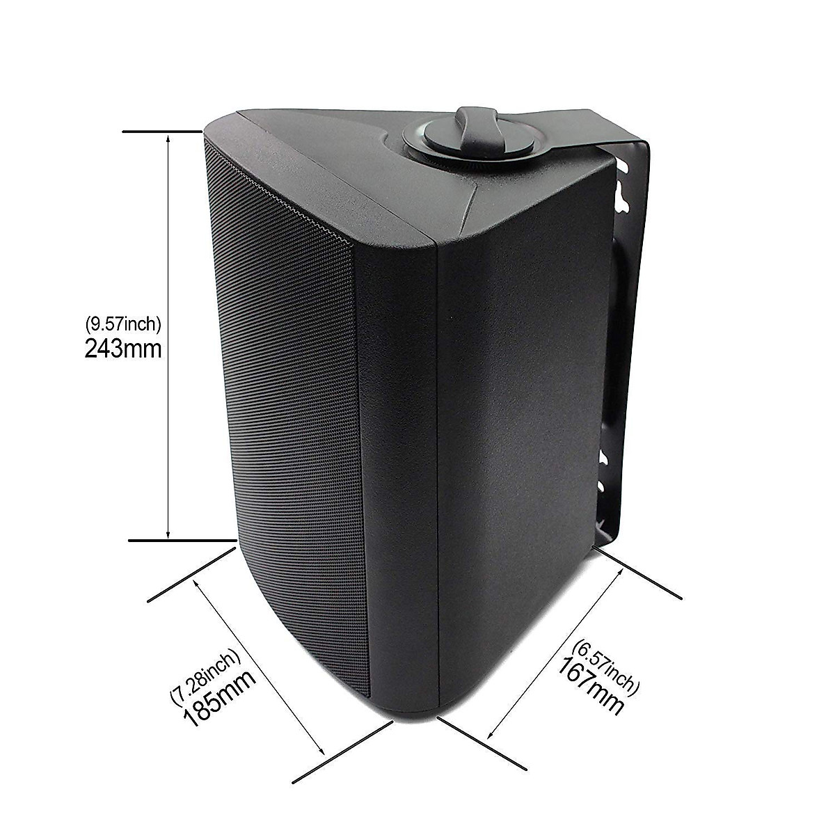 Herdio 5.25 Inch Indoor Outdoor Bluetooth Speakers Patio Waterproof Wired Wall Mount System 300 Watts (Black)