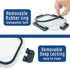 LYTIO Glass Food Containers Storage Organizers for Kitchen Pantry | BPA Free | Leak Proof | Odor Proof | Stain Resistant | 12 Sets | Freezer and Oven Safe(Gray)