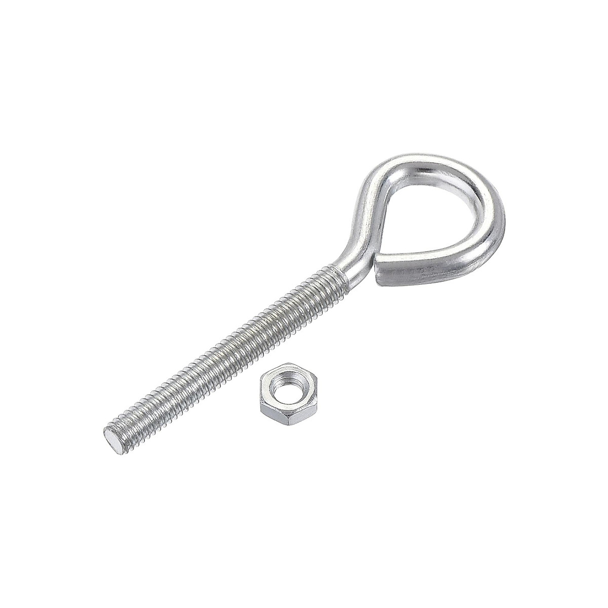 uxcell M4x40mm Eye Hooks Screws Bolts Kit, 15pcs Carbon Steel Hanger Eyelet Hooks Screw with Hex Nuts for Metal Hook, Wood Terminal Ring Hooks