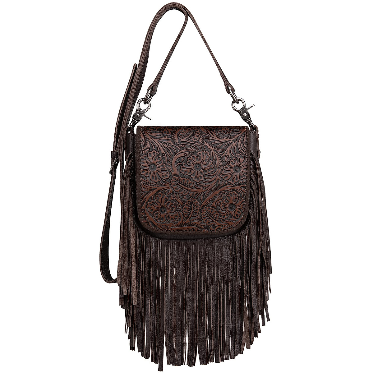 Western Crossbody Handbags for Women Small Bags Tooled Leather Fringe Purse RLC-L159CF