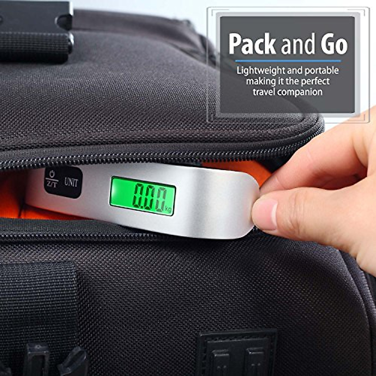 Fosmon Digital Luggage Scale (2 Pack), LCD Display Backlight Temperature Baggage Scale w/ 110lbs Capacity, Portable Stainless Steel Hanging Luggage Weight Scale w/ Tare Function for Travelers - Silver