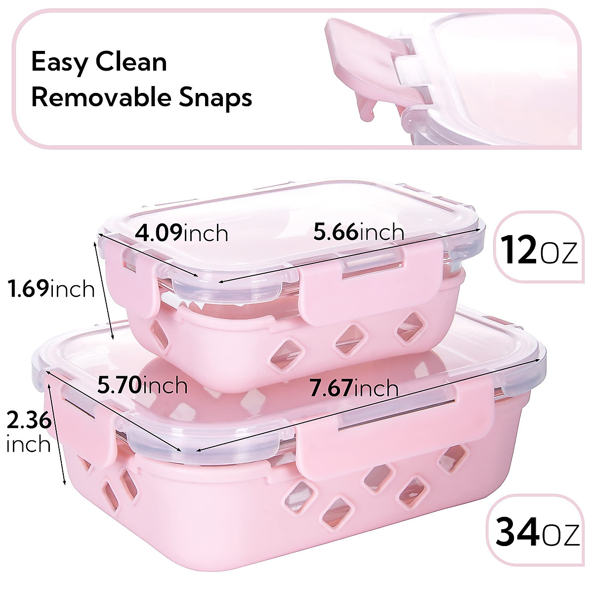 YARYOUNG 10 Pack Glass Meal Prep Containers with Removable Silicone Sleeves,Food Storage Container Set with Airtight Lids (34oz+12oz)